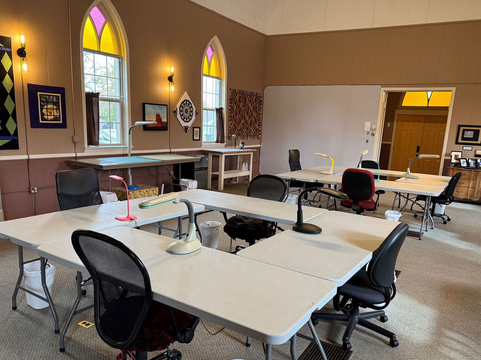 Work Area for Quilting and Project Layout at Red Hen House