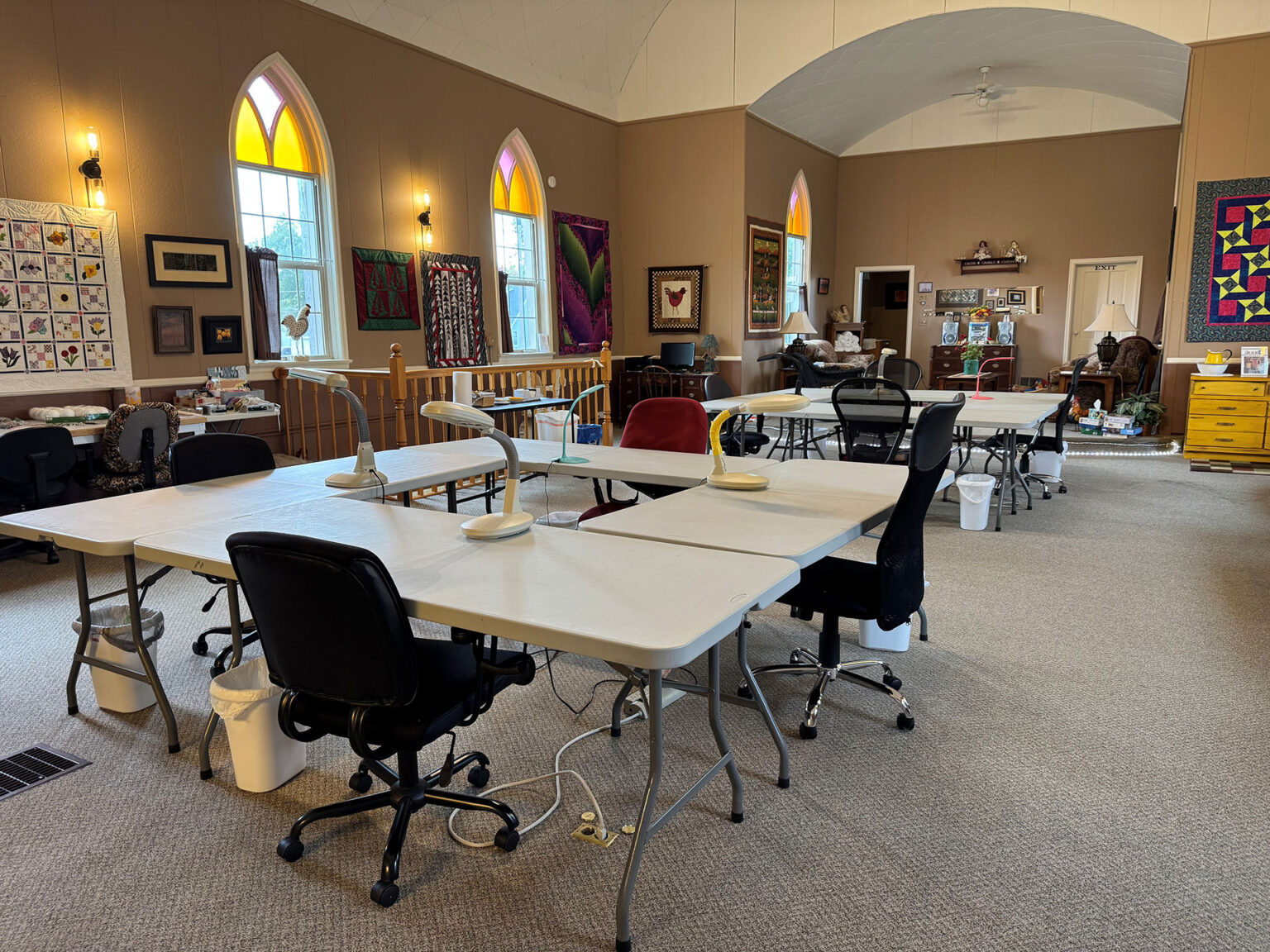 Work Area for Quilting and Project Layout at Red Hen House
